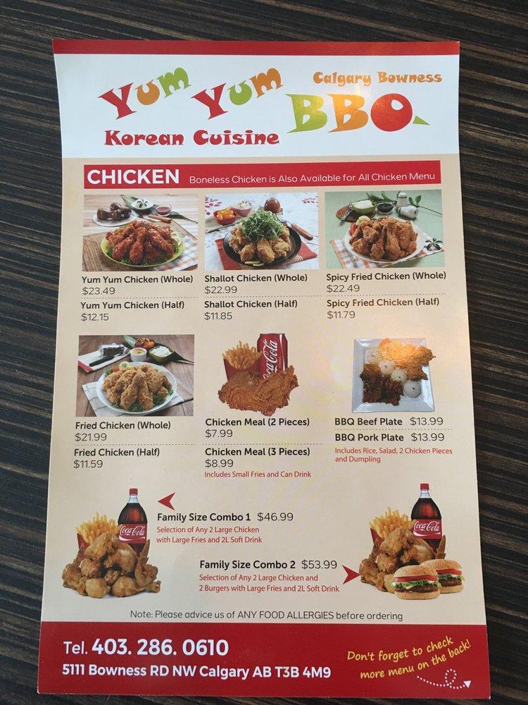 Menu at Yum Yum BBQ & Chicken In Bowness, Calgary, Bowness Rd NW