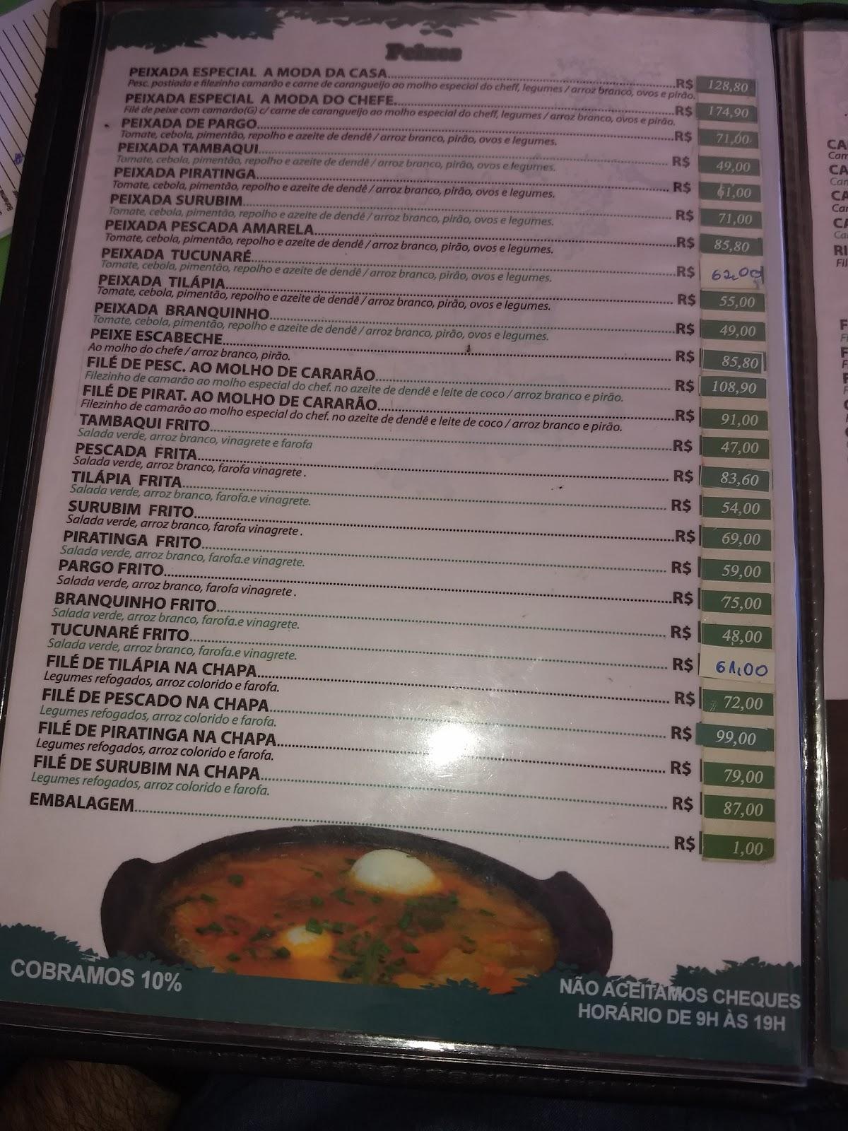 Menu at Restaurante Flutuante - Poti Velho, Teresina, R. Des. Flávio ...