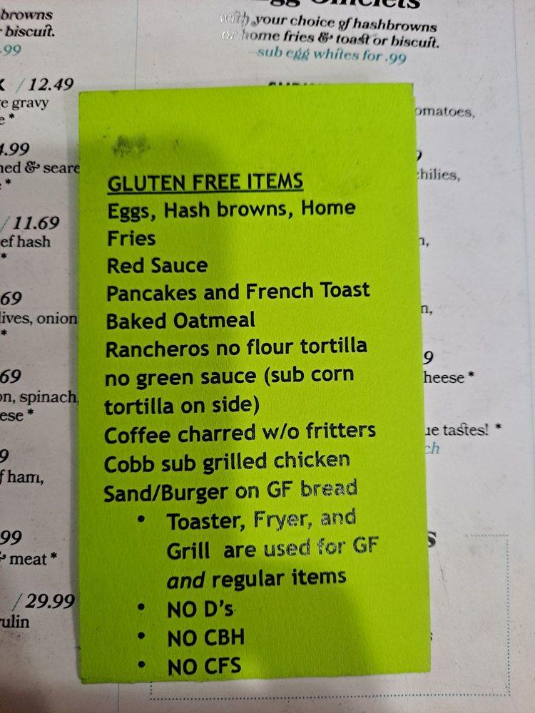 Menu at Bisbee Breakfast Club, Tucson, W Ina Rd