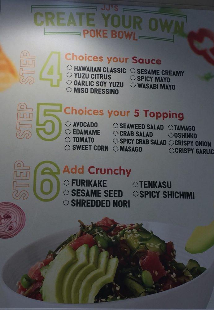 Menu at JJ'S POKE BOWL pub & bar, Edina
