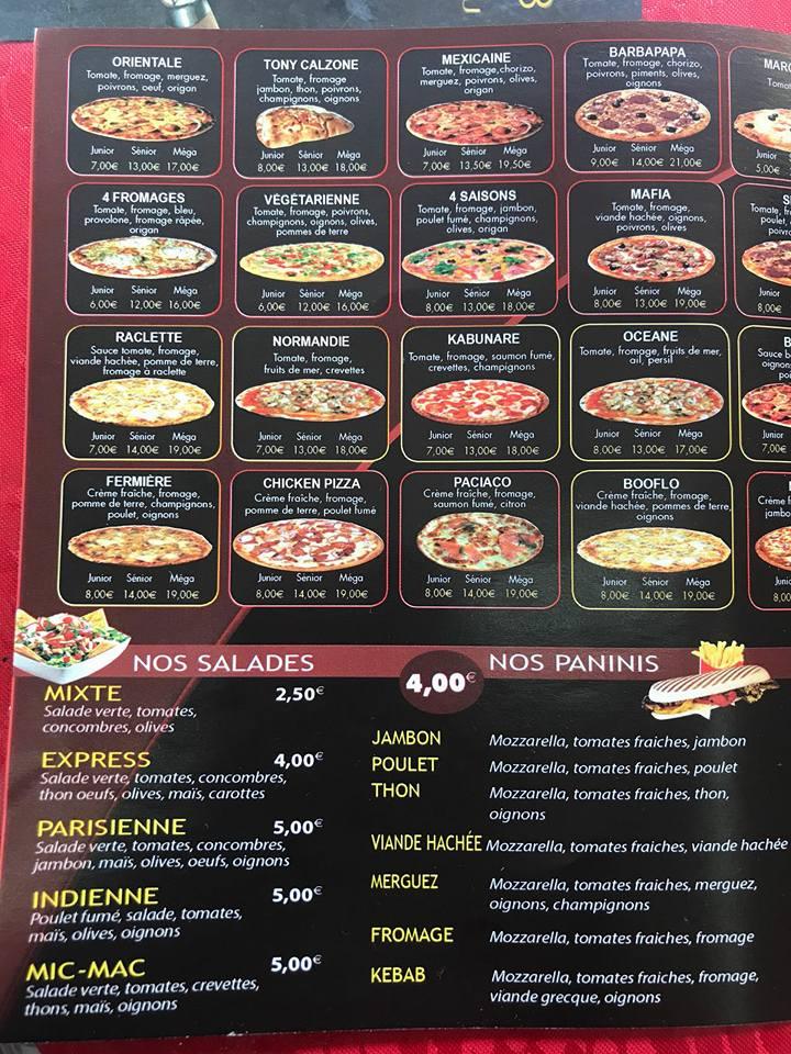 Menu au Pronto Pizza Kebab restaurant, La Fère