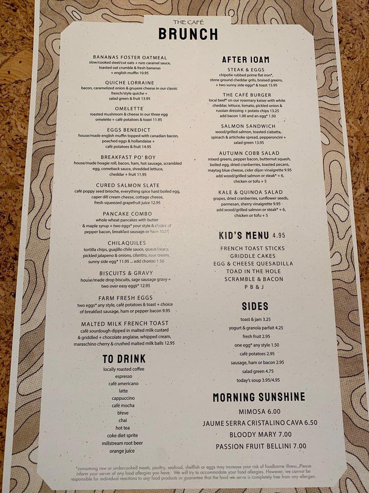 Menu at The Cafe, Ames