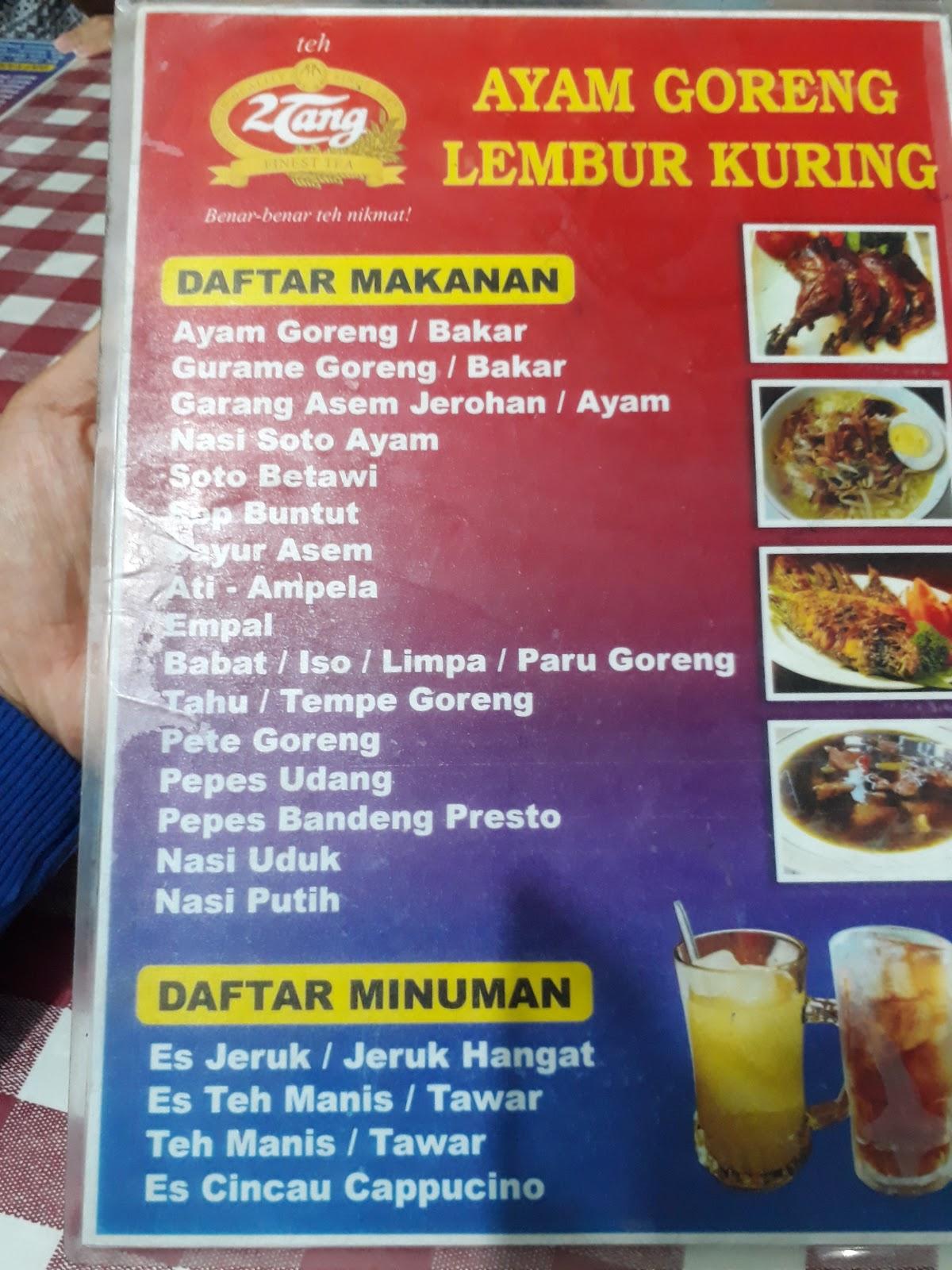 Menu at Ayam Goreng Lembur Kuring Pusat restaurant, Semarang, Jl ...