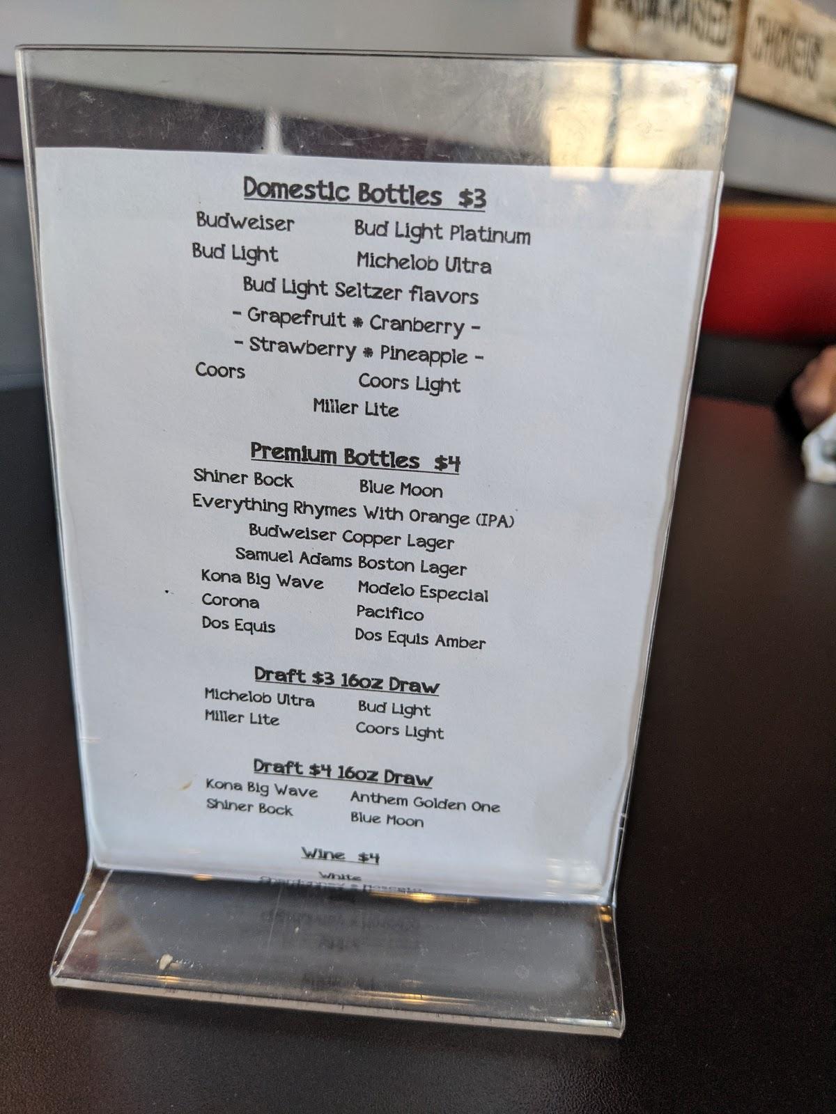Menu at Destinations restaurant, Chandler