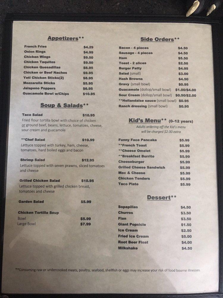 Menu at Maria's Place restaurant, Cathlamet