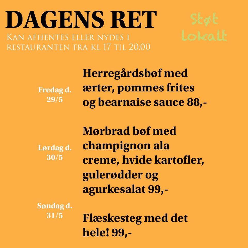 Menu at Hjørring Kro restaurant, Hjørring, Birthesvej 2