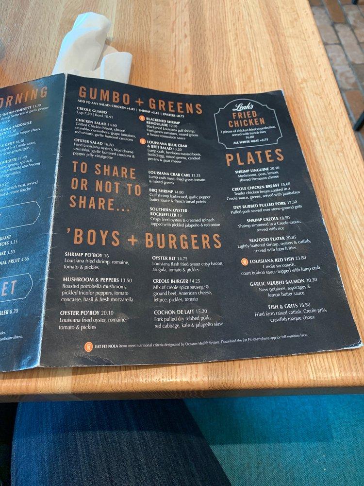 Menu at Leah's Kitchen restaurant, Kenner, 1 Terminal Dr