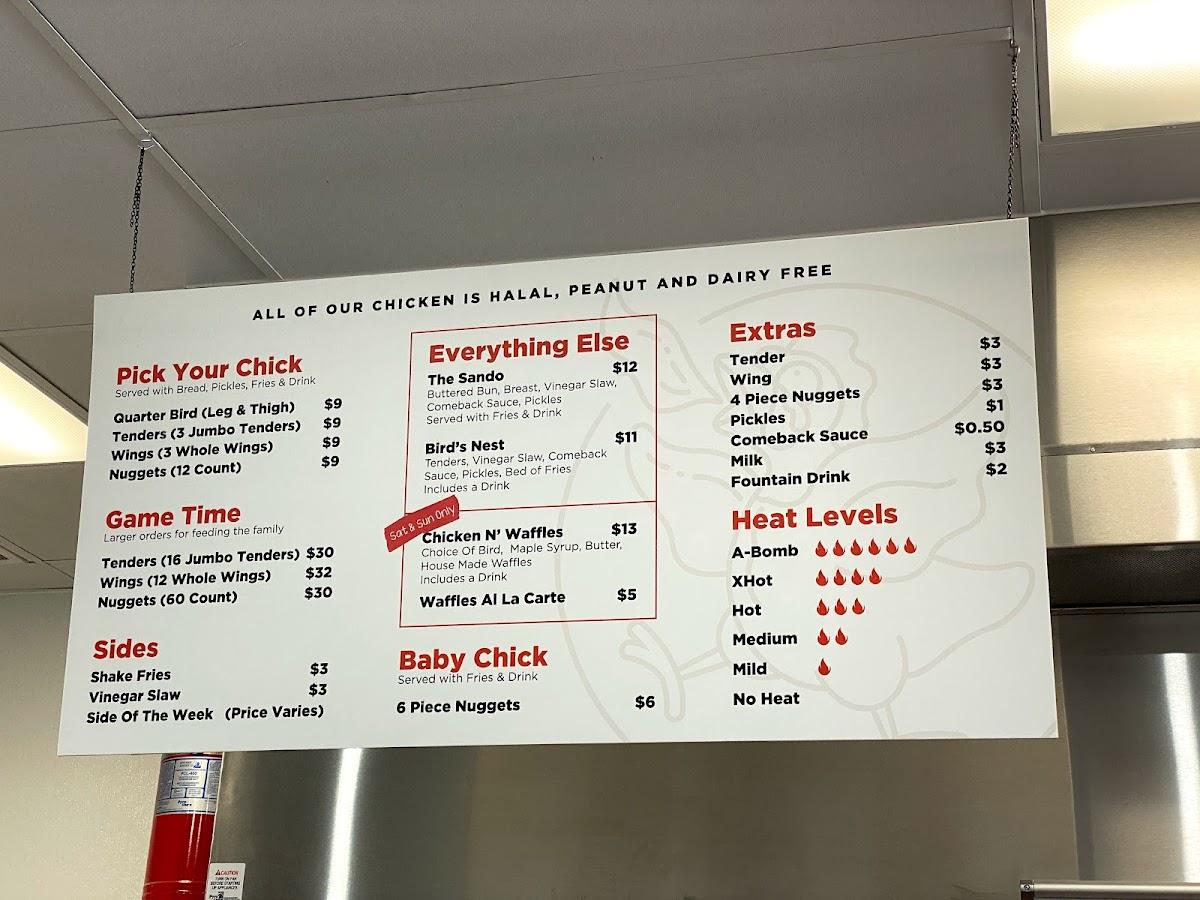 Menu at Ricky's Hot Chicken restaurant, Richardson