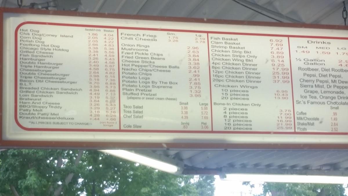 Menu at Short's Root Beer Stand fast food, Coldwater