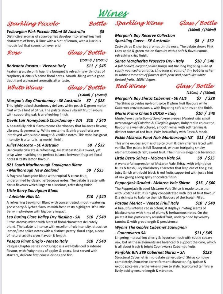 Menu at Tre Bambini Italian & Seafood Restaurant, Berry