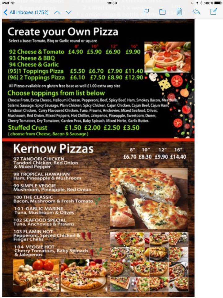 Menu at Kernow Fish & Chips fast food, Redruth