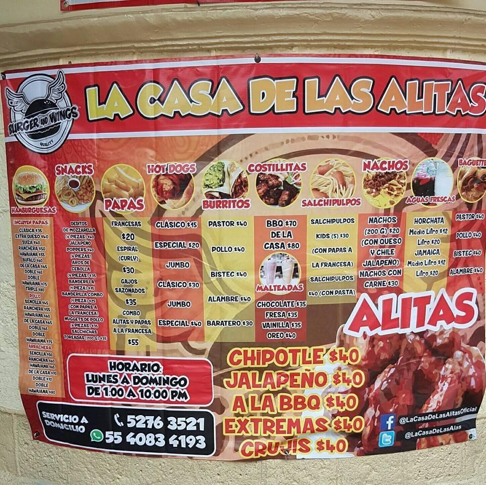 Menu at La Casa de las Alitas restaurant, Mexico City, Bolivianos #40