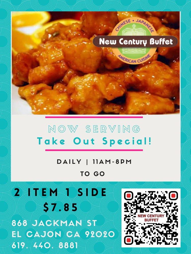 Menu at New Century Buffet restaurant, El Cajon