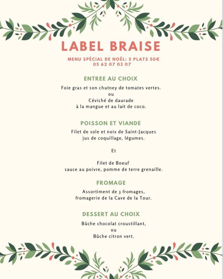 Menu au Restaurant Label Braise, Ségoufielle, 27 Route de Grenade ...