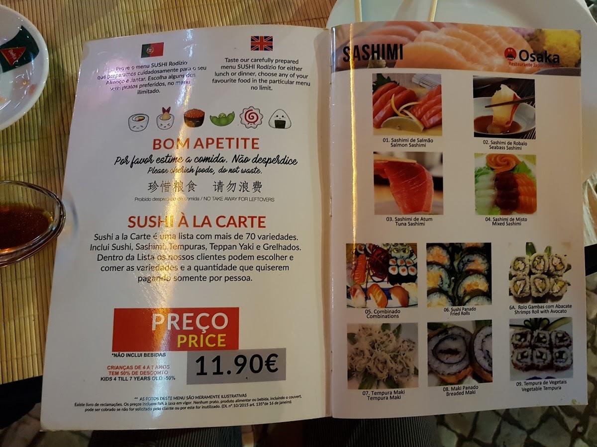 Menu em Restaurante Japonês - OSAKA, Faro