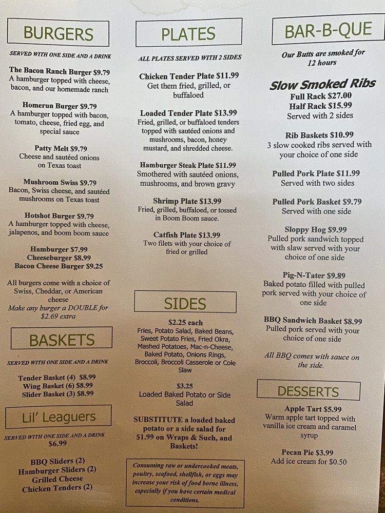 Menu at The 4th Out restaurant, Blakely