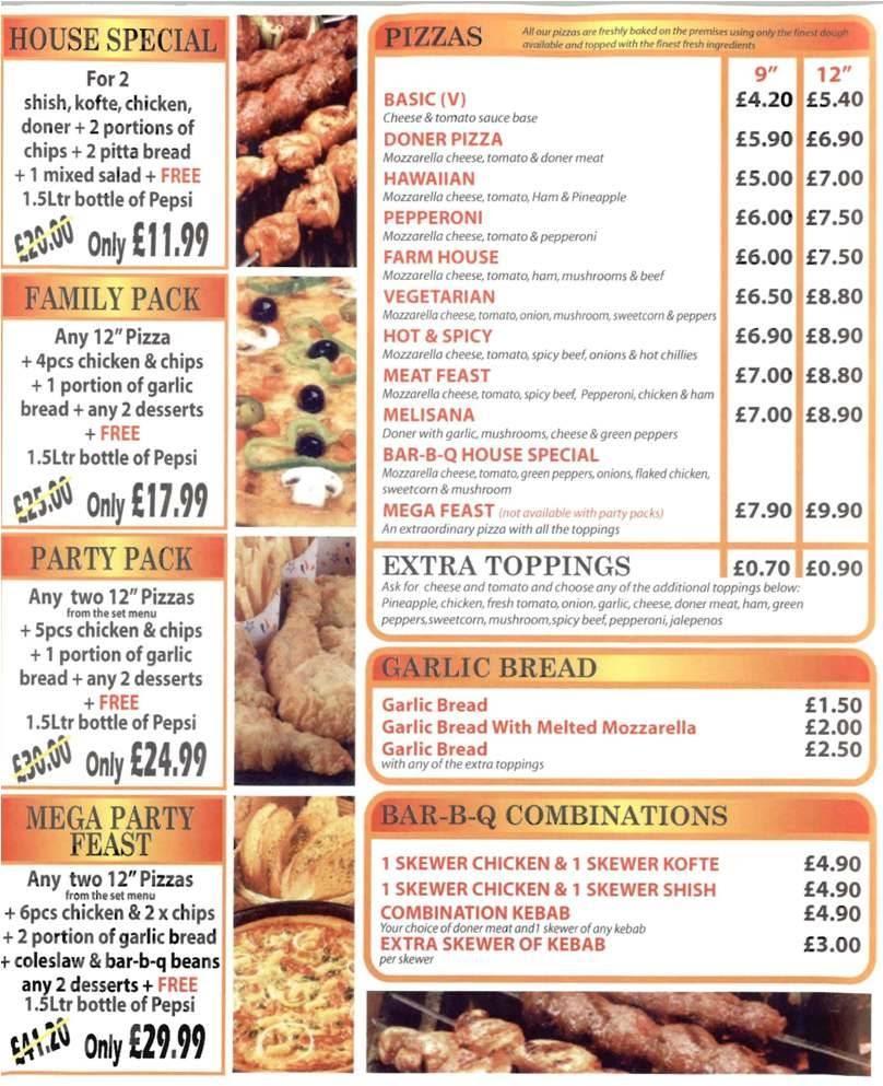 Menu at BBQ House, Felixstowe