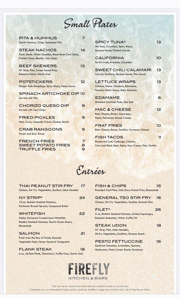 Menu at Firefly Restaurant, Traverse City