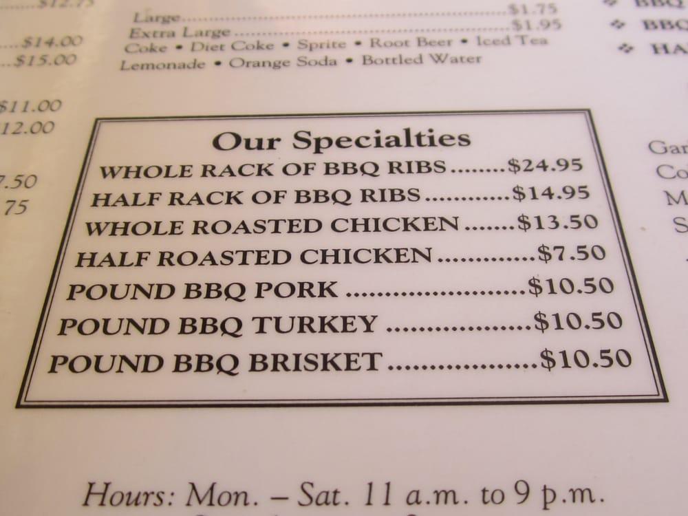 Menu at Little Chicken House BBQ, Pacific Grove