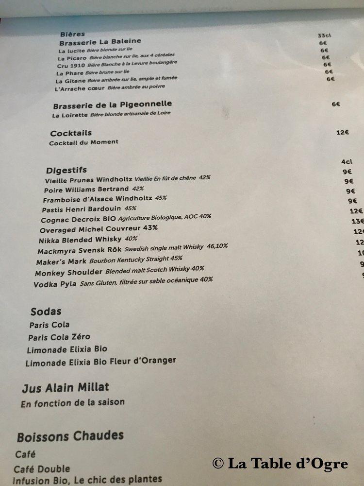 Menu at Restaurant Plume, Paris, 24 Rue Pierre Leroux