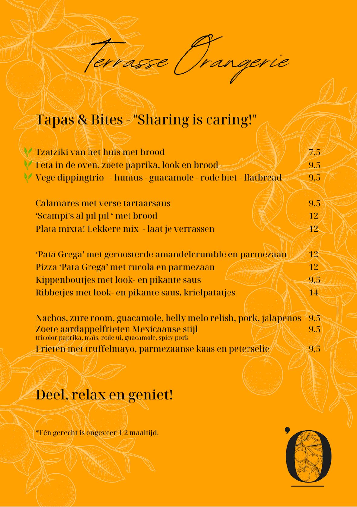 Menu at Terrasse Orangerie, Meise