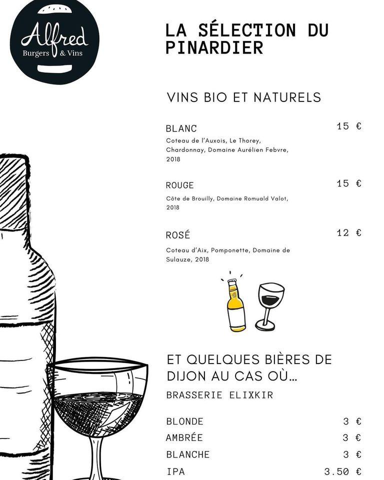 Menu at Alfred Burgers & Vins pub & bar, Dijon