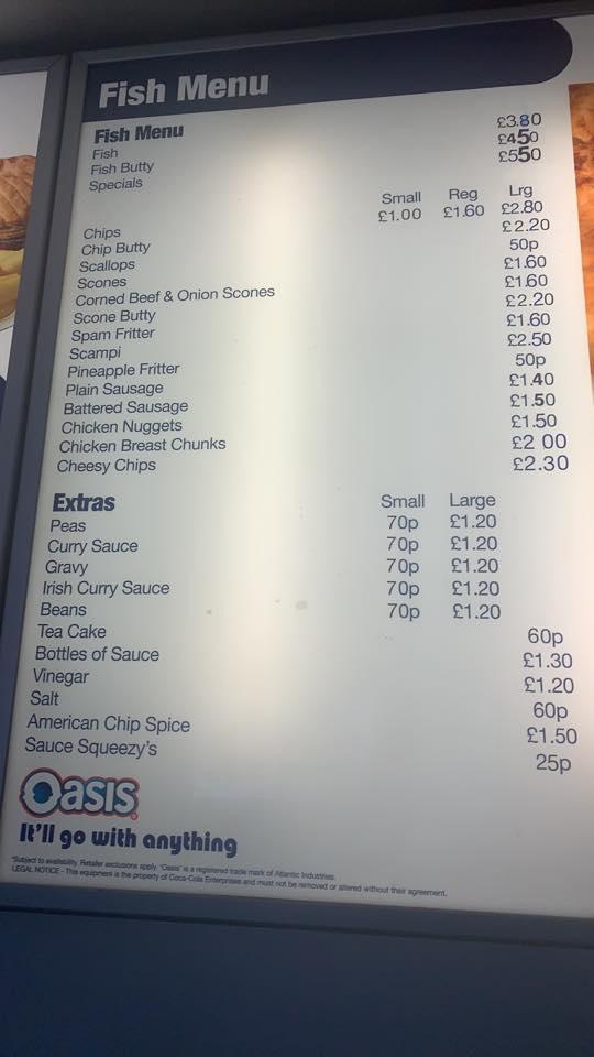 Menu at Bardgett's Fish & Chips, Keighley