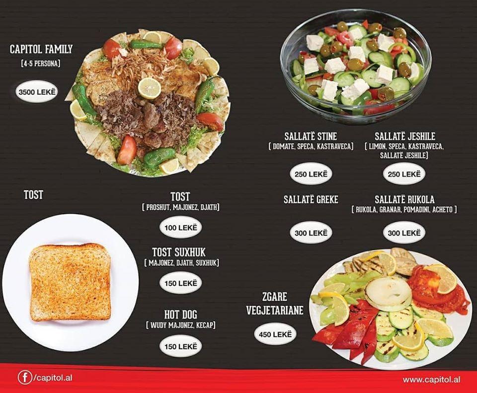 Menu at Capitol Meat & Chicken restaurant, Tirana, Kavaja St