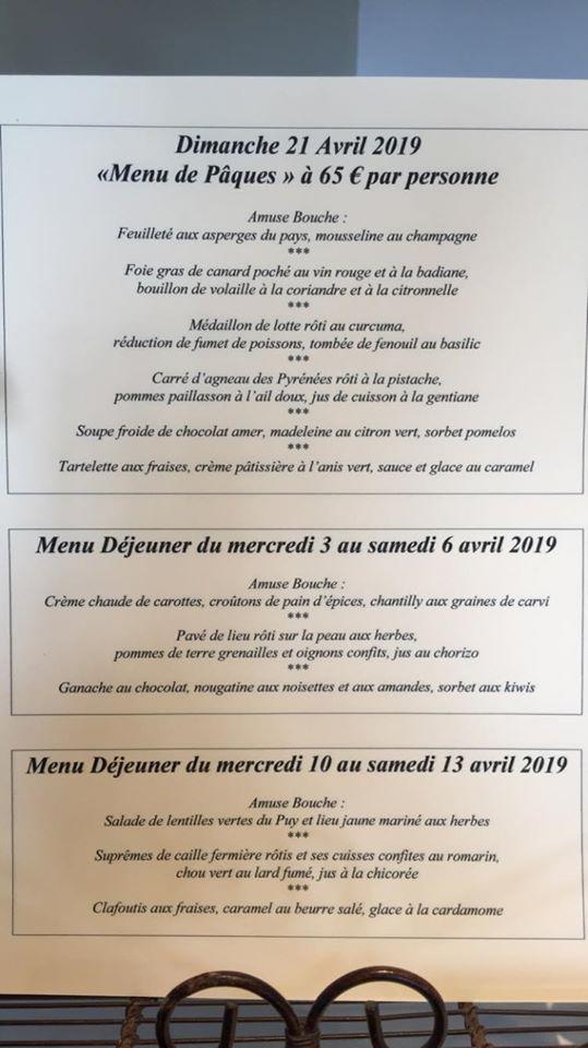 Menu au MB Restaurant Capbreton, Capbreton