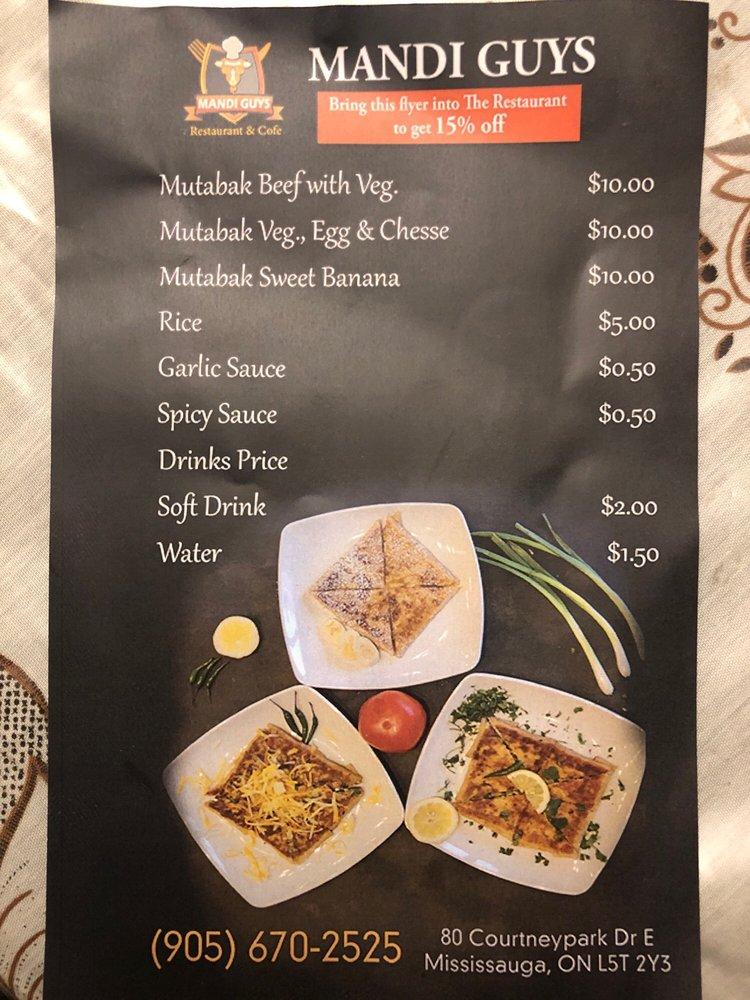 Menu at Mandi Guys Restaurant, Toronto