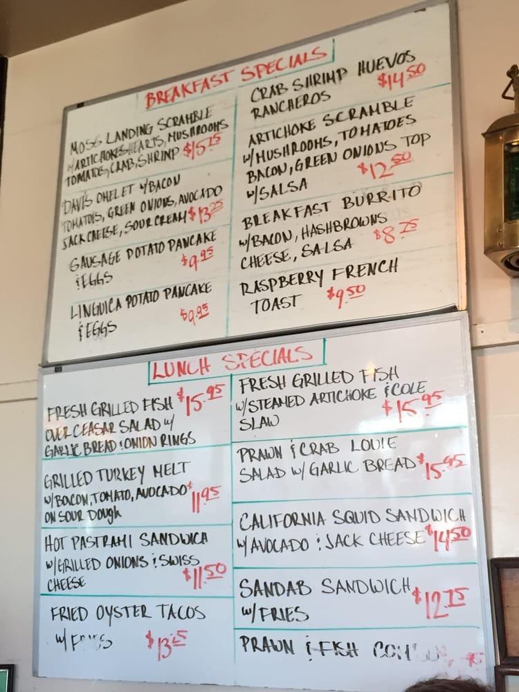 Menu at Moss Landing Cafe, Moss Landing