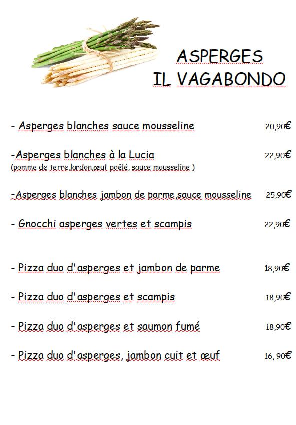 Speisekarte von Restaurant Il Vagabondo, Hobscheid, 26 Grand-Rue