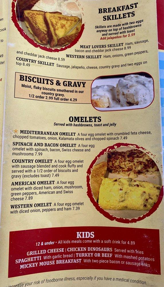 Menu at The Cozy Table restaurant, Benton