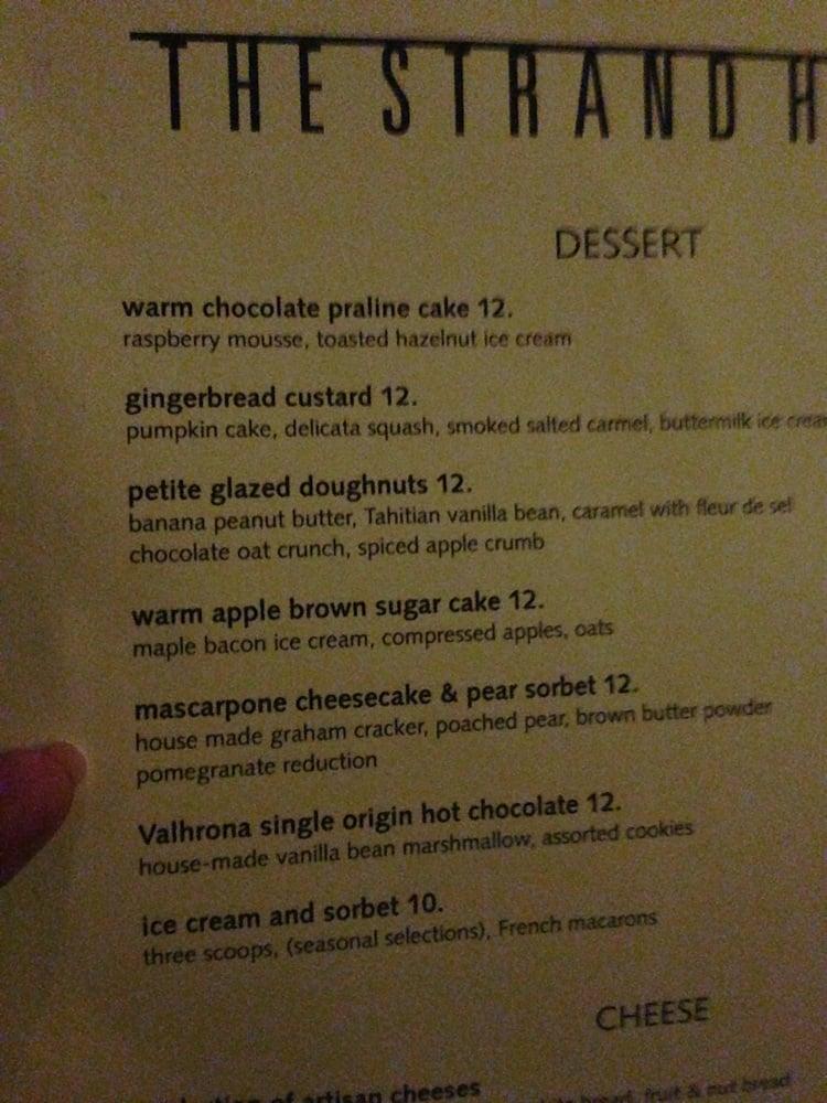 Menu at The Strand House pub & bar, Manhattan Beach