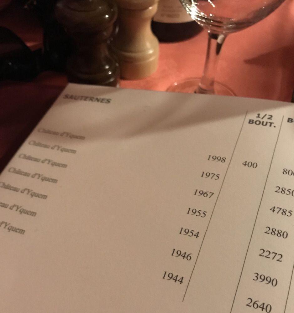 Menu at Chez l'Ami Louis restaurant, Paris, 32 Rue du Vertbois