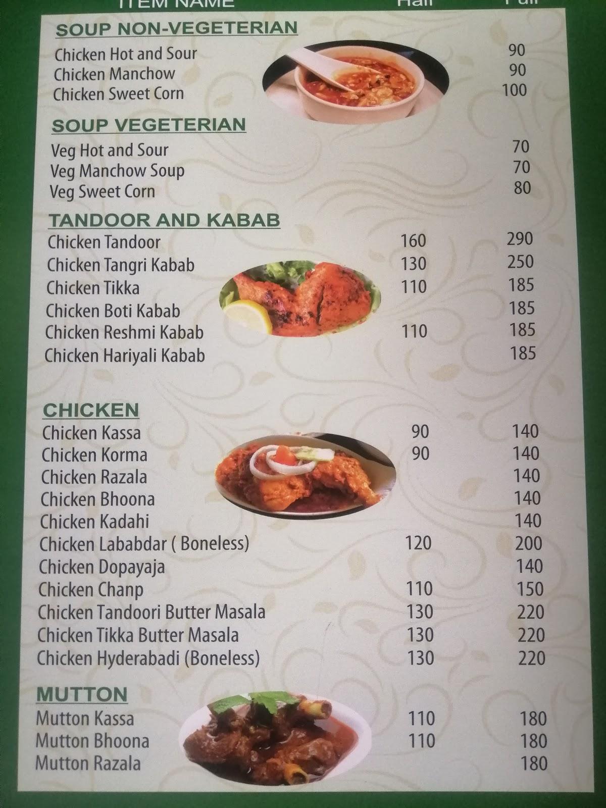 Menu at Royal Darbar, Jamshedpur, Kartar Fruits