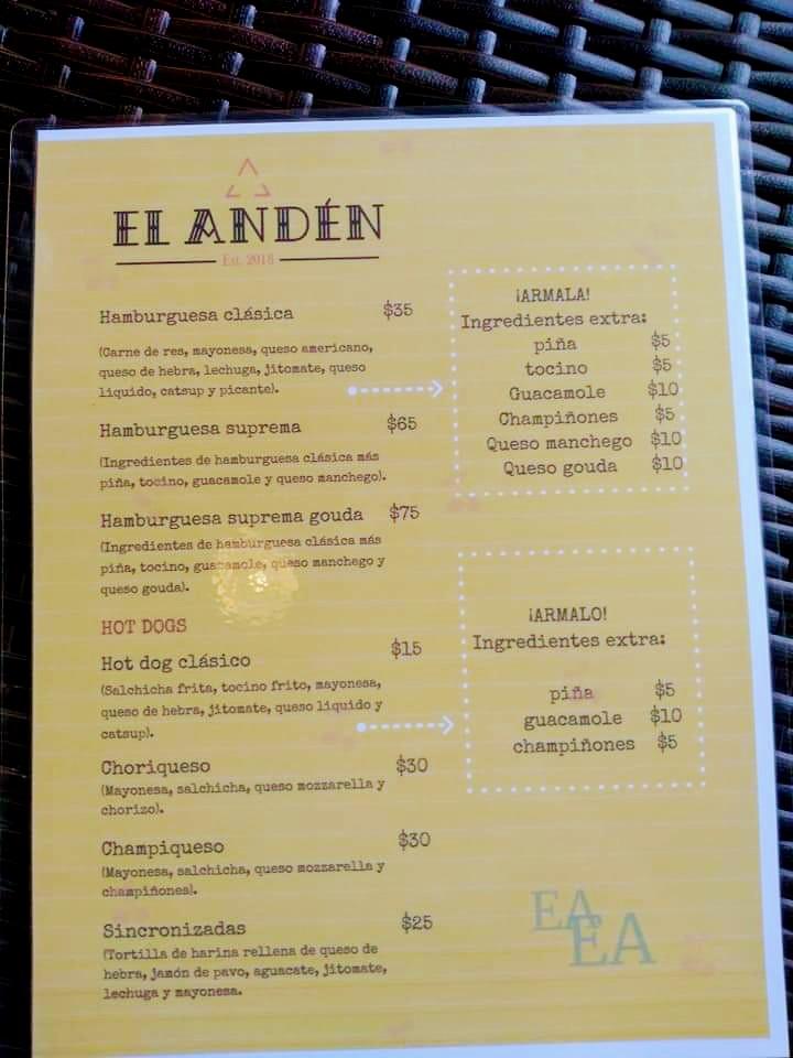 Carta del restaurante EL ANDEN Cuitláhuac, Cuitlahuac