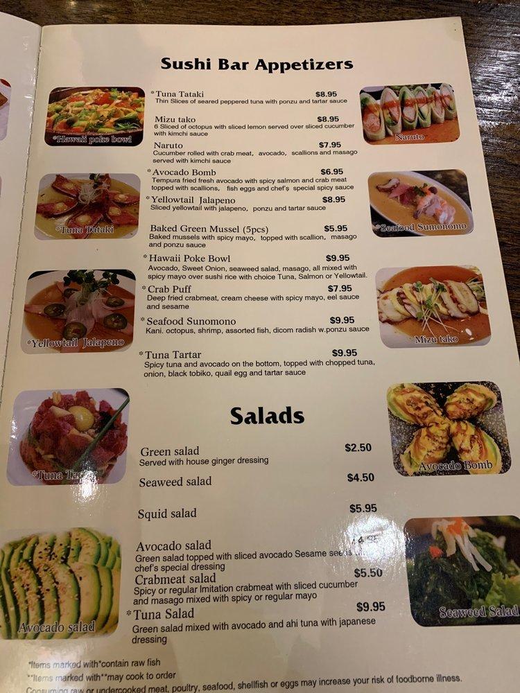 Menu at Mizu Sushi bar & Japanese Grill, Ankeny