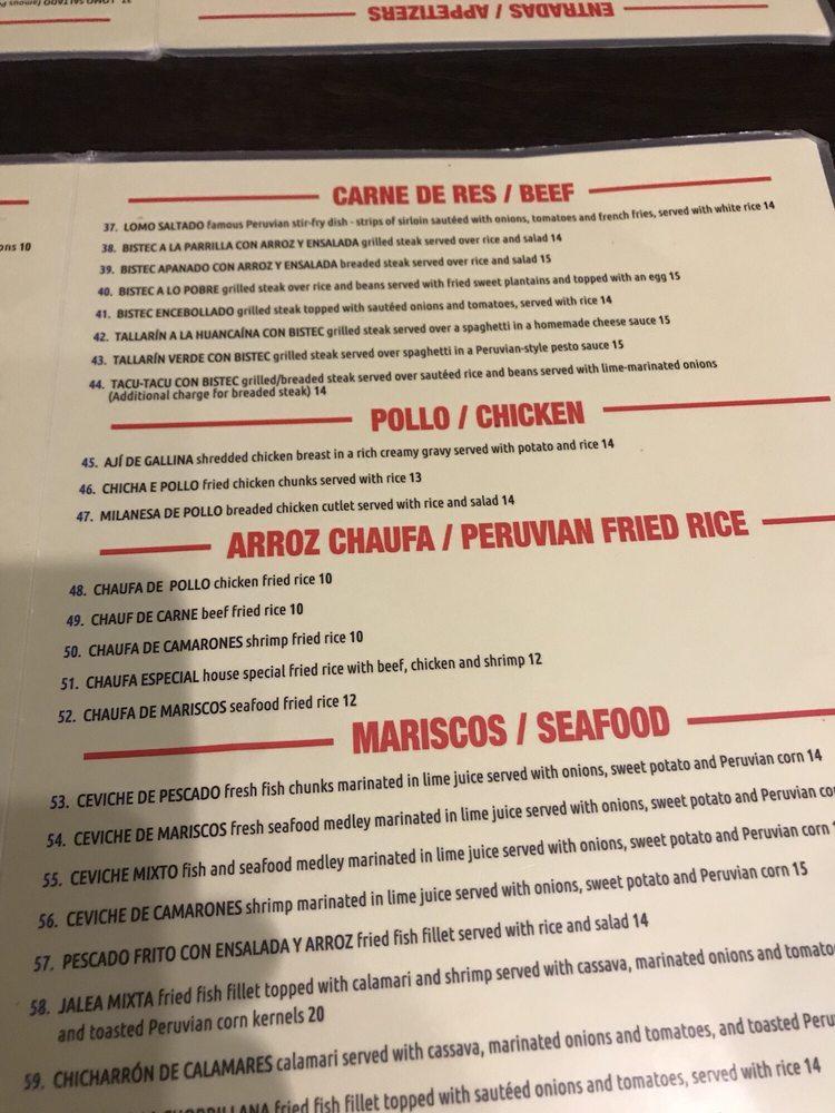 Menu at Super Pollo restaurant, Brick