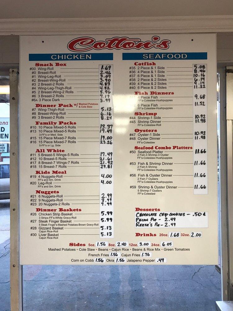 Menu at Louisiana Fried Chicken restaurant, Minden, Shreveport Rd