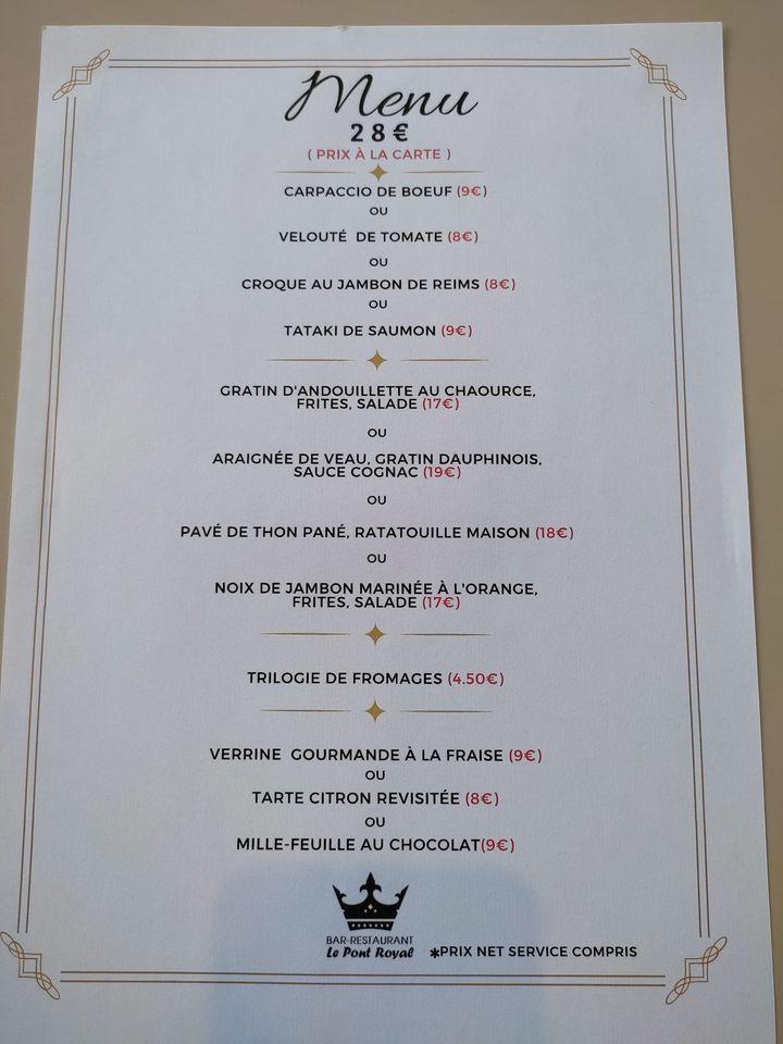 Menu at Relais du Pont Royal restaurant, Le Châtelet-sur-Retourne, 4 Le ...