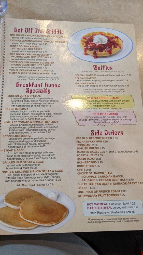 Menu at Shiloh Family Restaurant, York