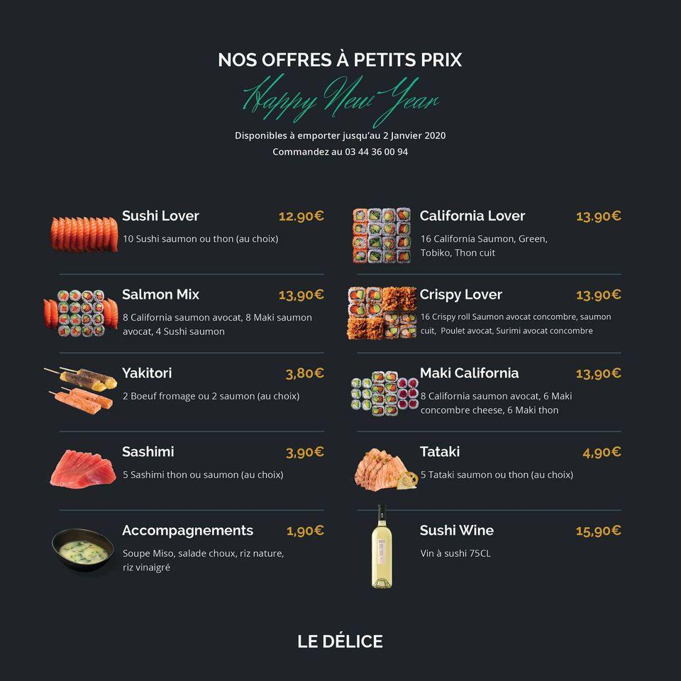 Menu au Le Délice restaurant, Compiègne