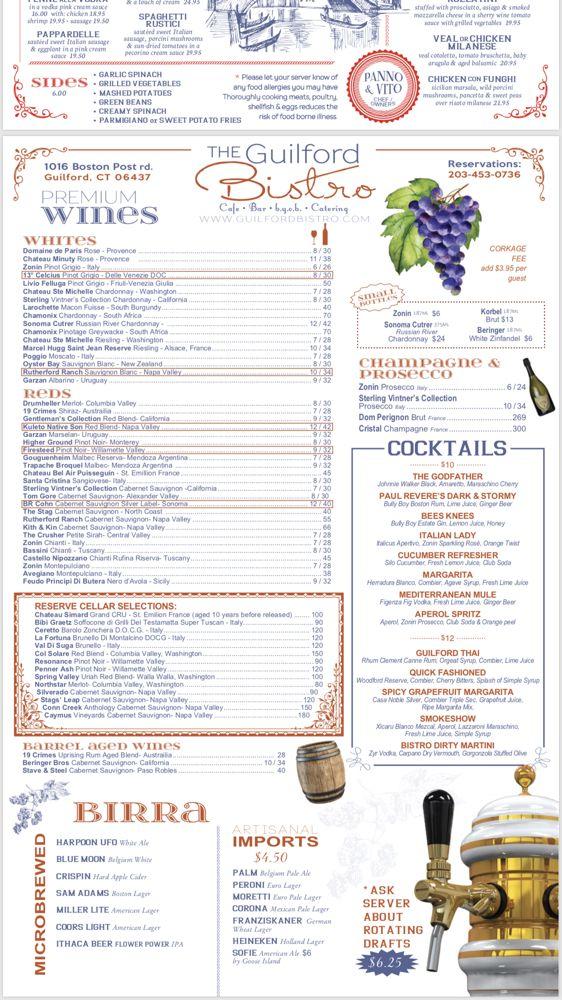 Menu at The Guilford Bistro & Grille Cafe, Guilford