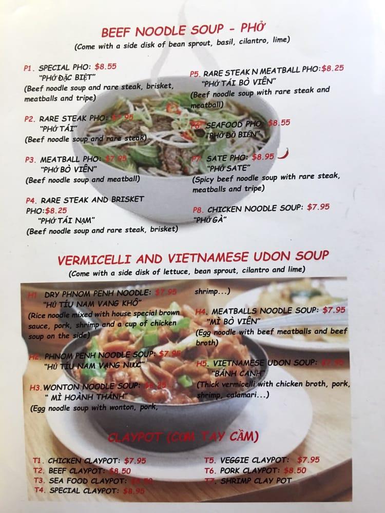Menu at Viet Cuisine restaurant, Huntsville