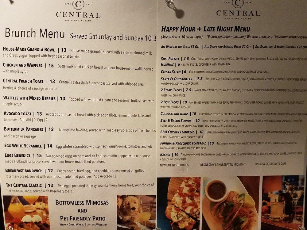 Menu at Central Bar + Restaurant, Bellevue