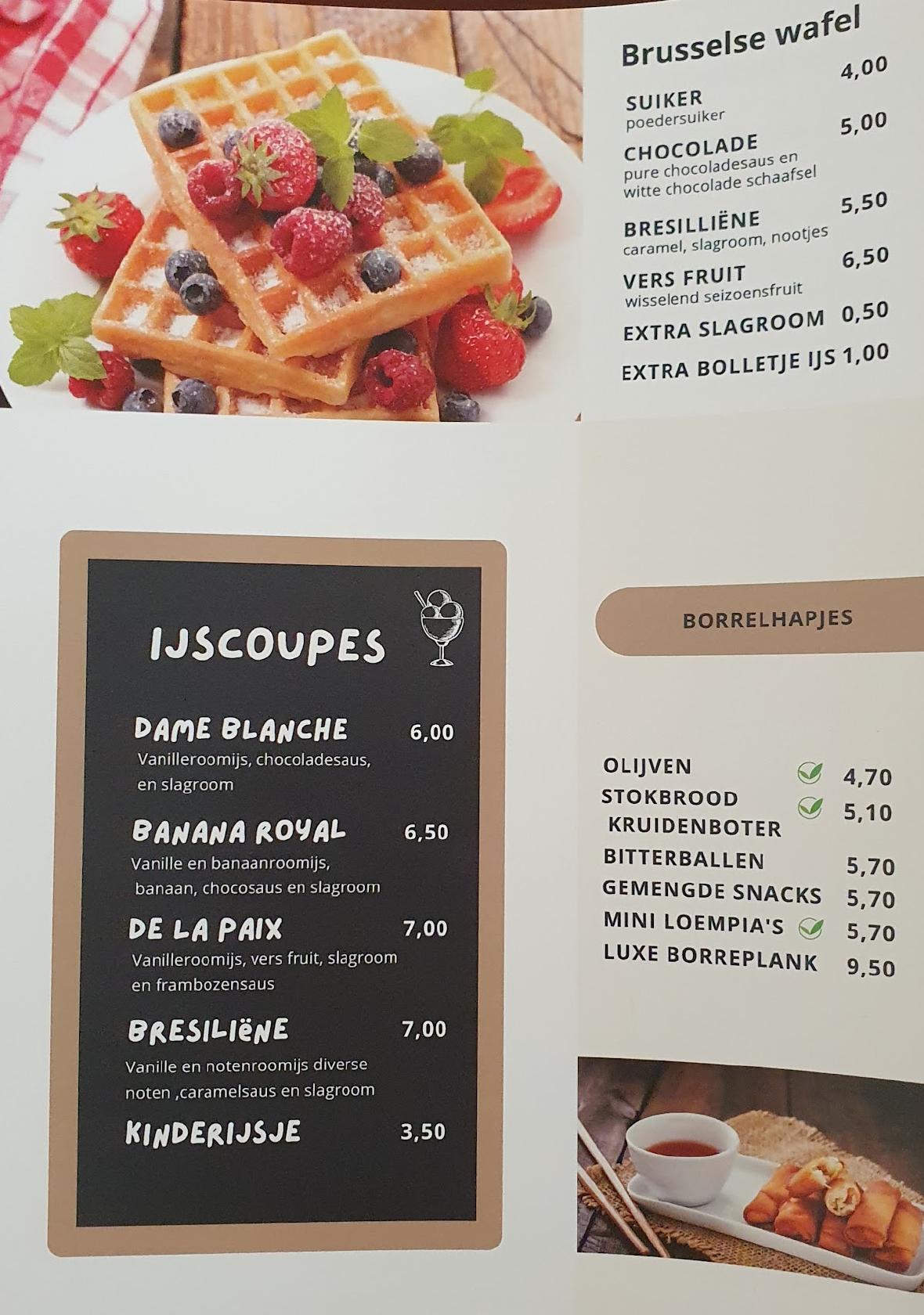 Menu at Eetcafé De Vreede, Maastricht