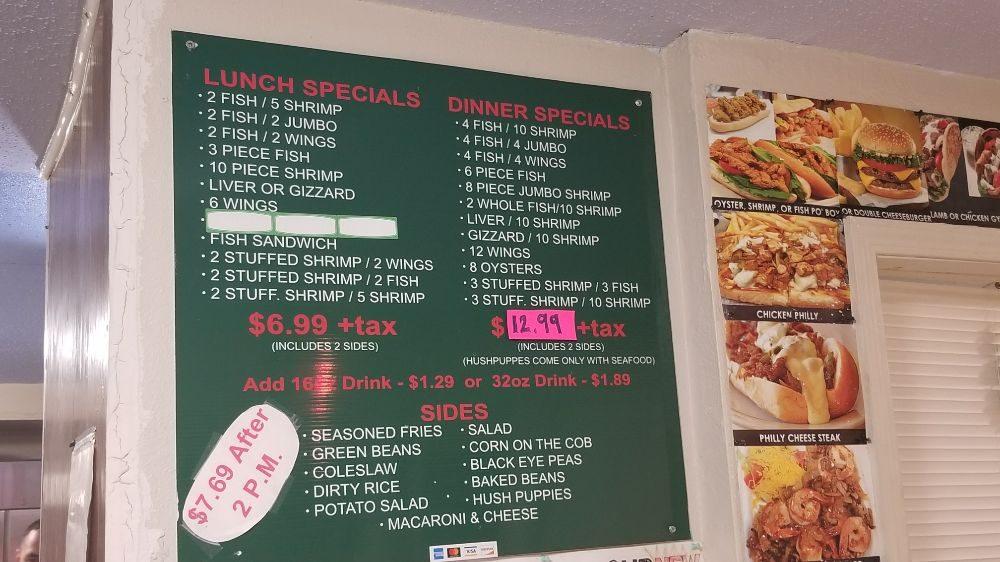 Carta del restaurante Captain La Fish & Chicken, Bossier City, E Texas ...