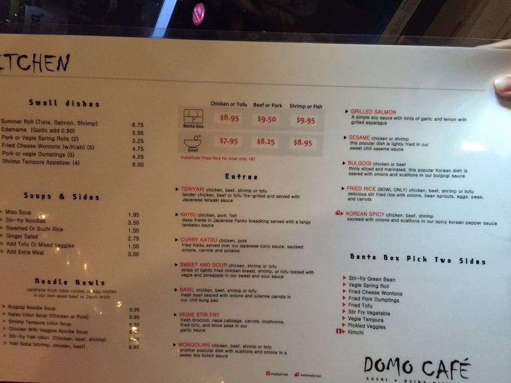 Menu at Domo Café restaurant, Fort Walton Beach, Hurlburt Rd