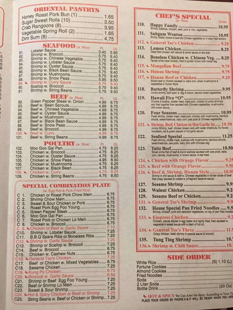 Carta del restaurante Five Star, Arlington Heights